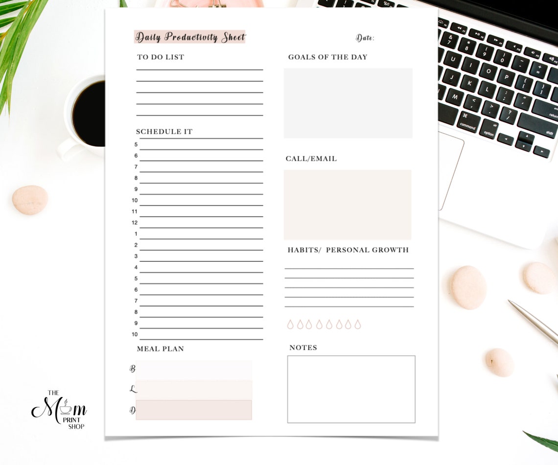 Day Planner-daily Schedule, Productivity Planner, Daily Planner Pages ...
