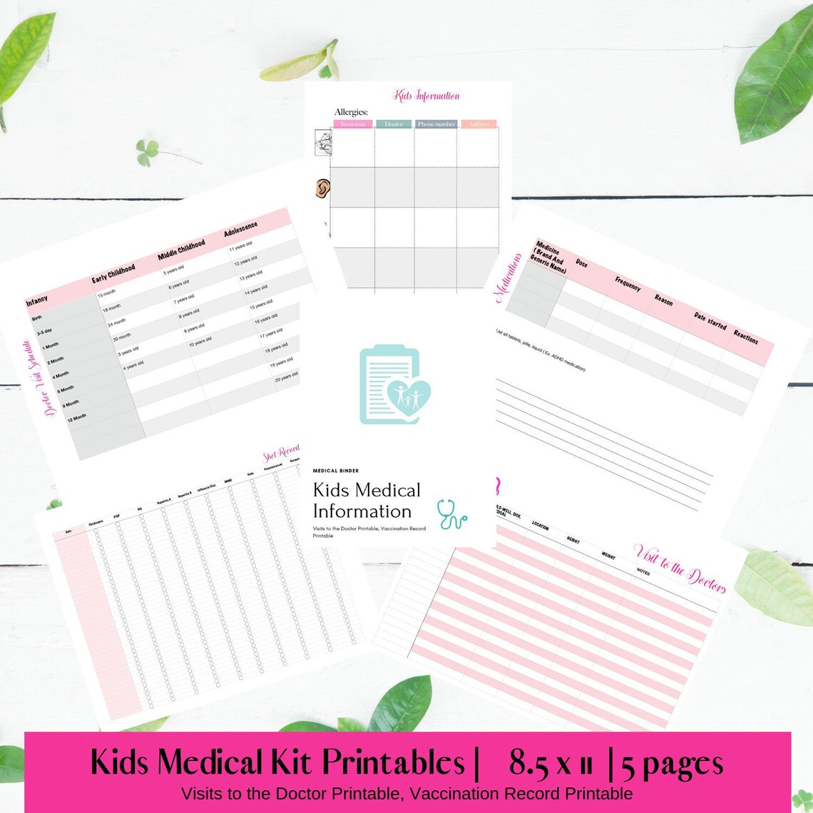 Kids Medical Kit Printable, Doctor Appointment Log, Printable ...