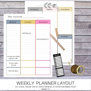 Vertical Weekly Planner Printable Planner Pages Weekly Organizer Used ...