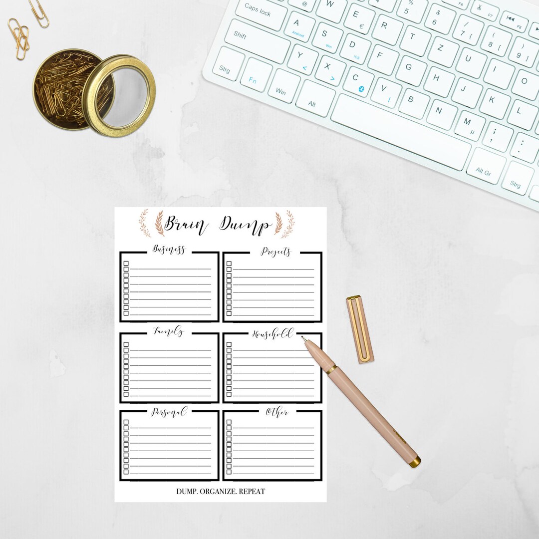 Brain Dump, Printable to Do List to Clear Your Mind, Daily to Do List ...