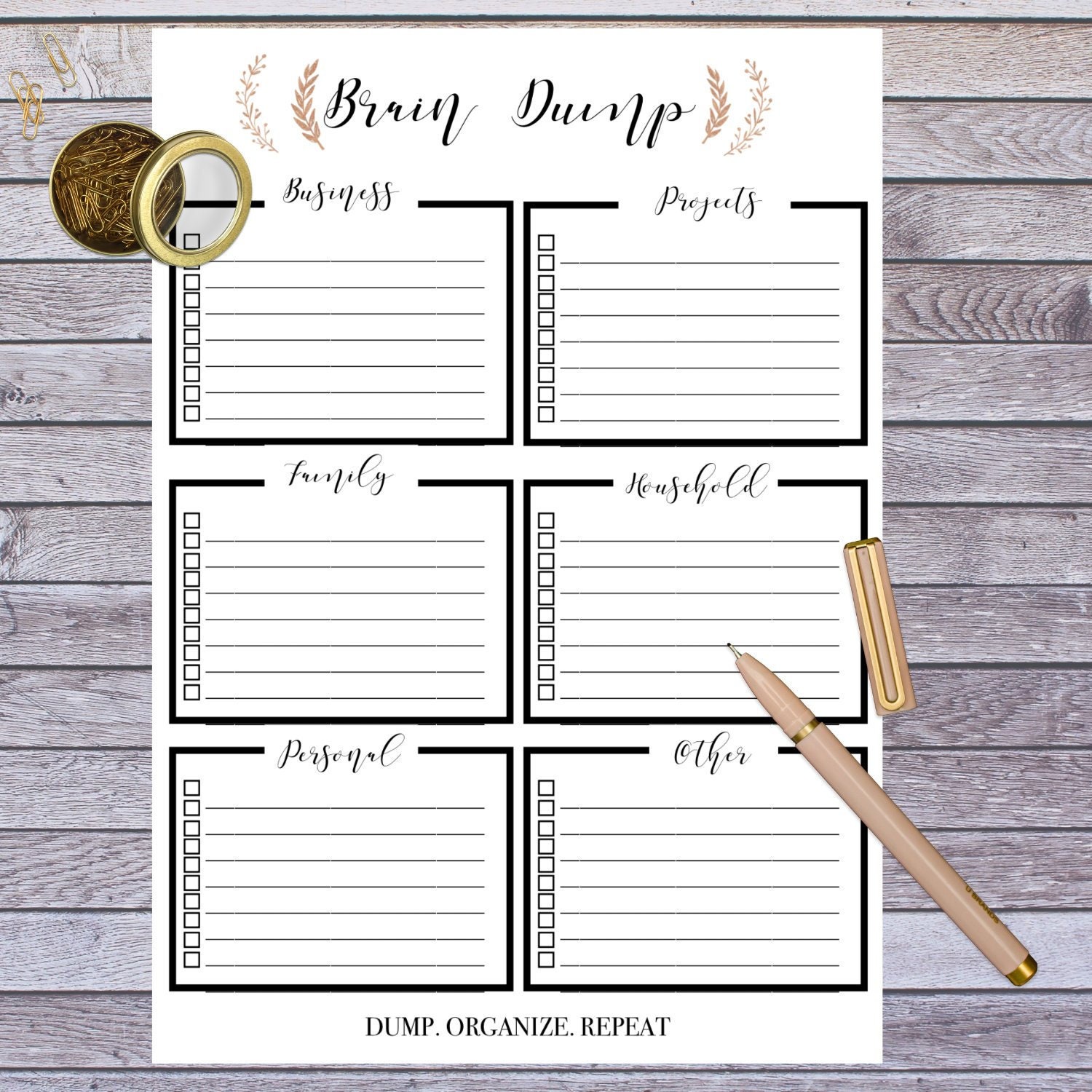 Brain Dump, Printable to Do List to Clear Your Mind, Daily to Do List ...