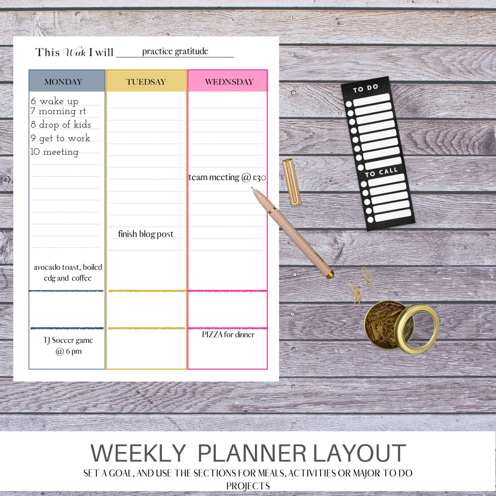 Vertical Weekly Planner Printable Planner Pages Weekly Organizer Used ...
