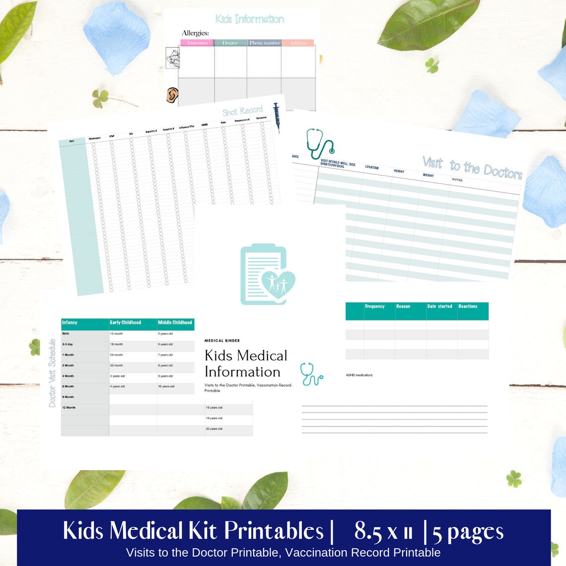 Kids Medical Kit Printable, Doctor Appointment Log, Printable ...