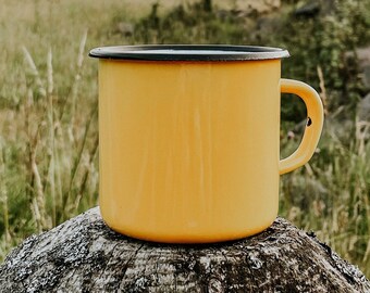 Yellow Enamel Mug - Etsy