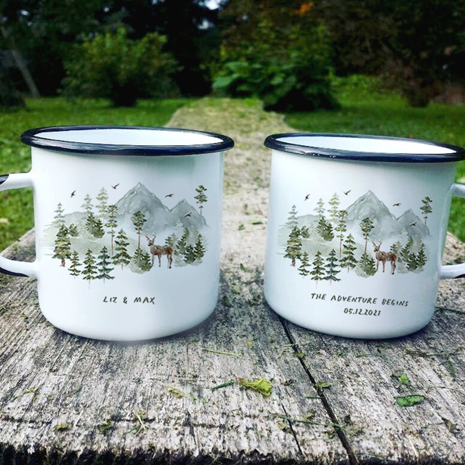 Set of 2 Custom Enamel Mugs 100% Handmade in Europe | Etsy