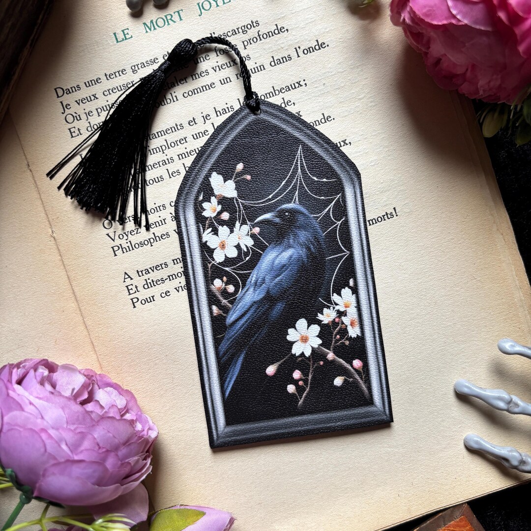 Bookmark / Decoration. A Spring Awaits You. Faux Leather Fabric, Crow ...