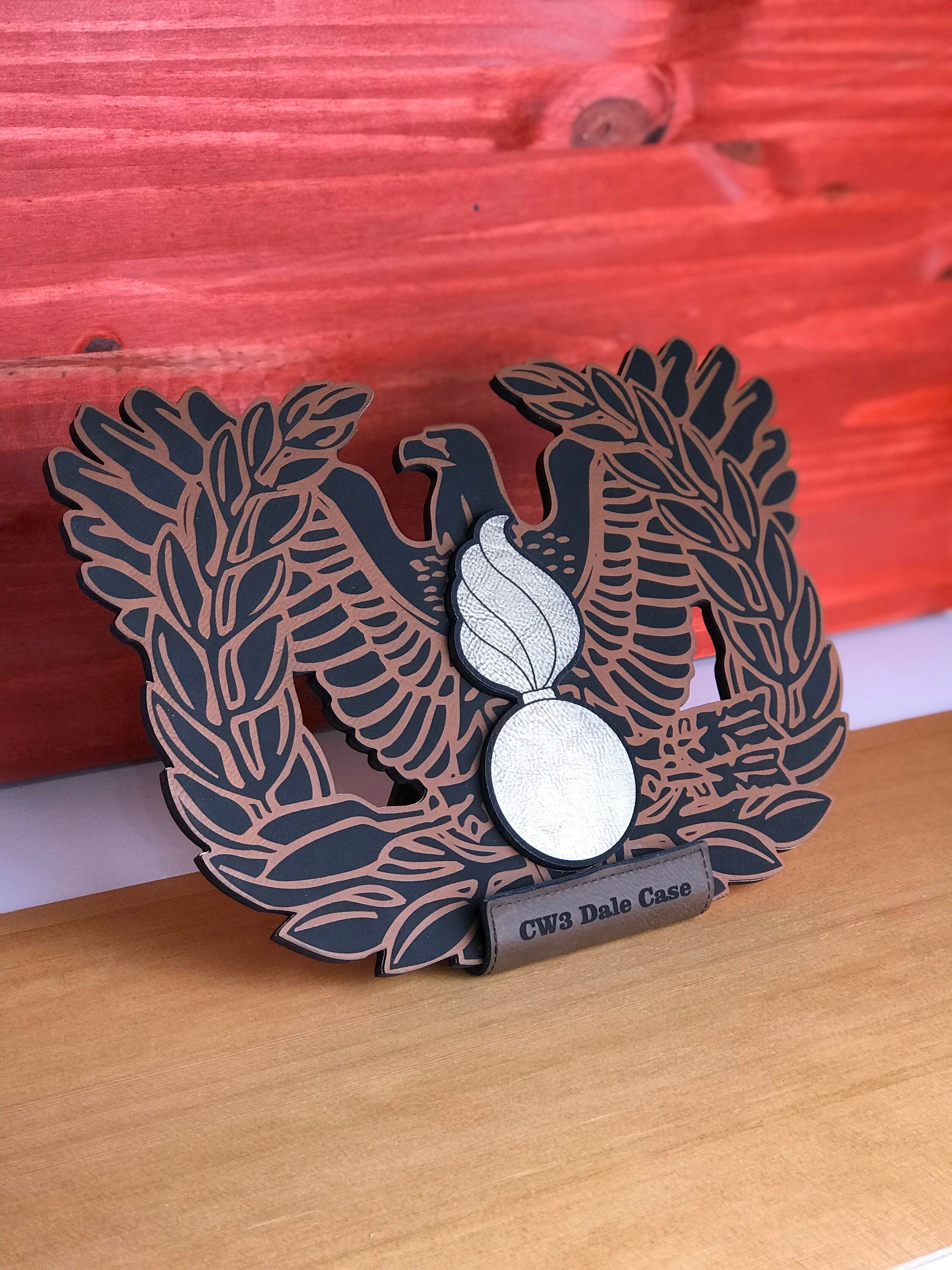Eagle Rising / Branch Insignia Army Plaque- Birch Wood/leatherette ...