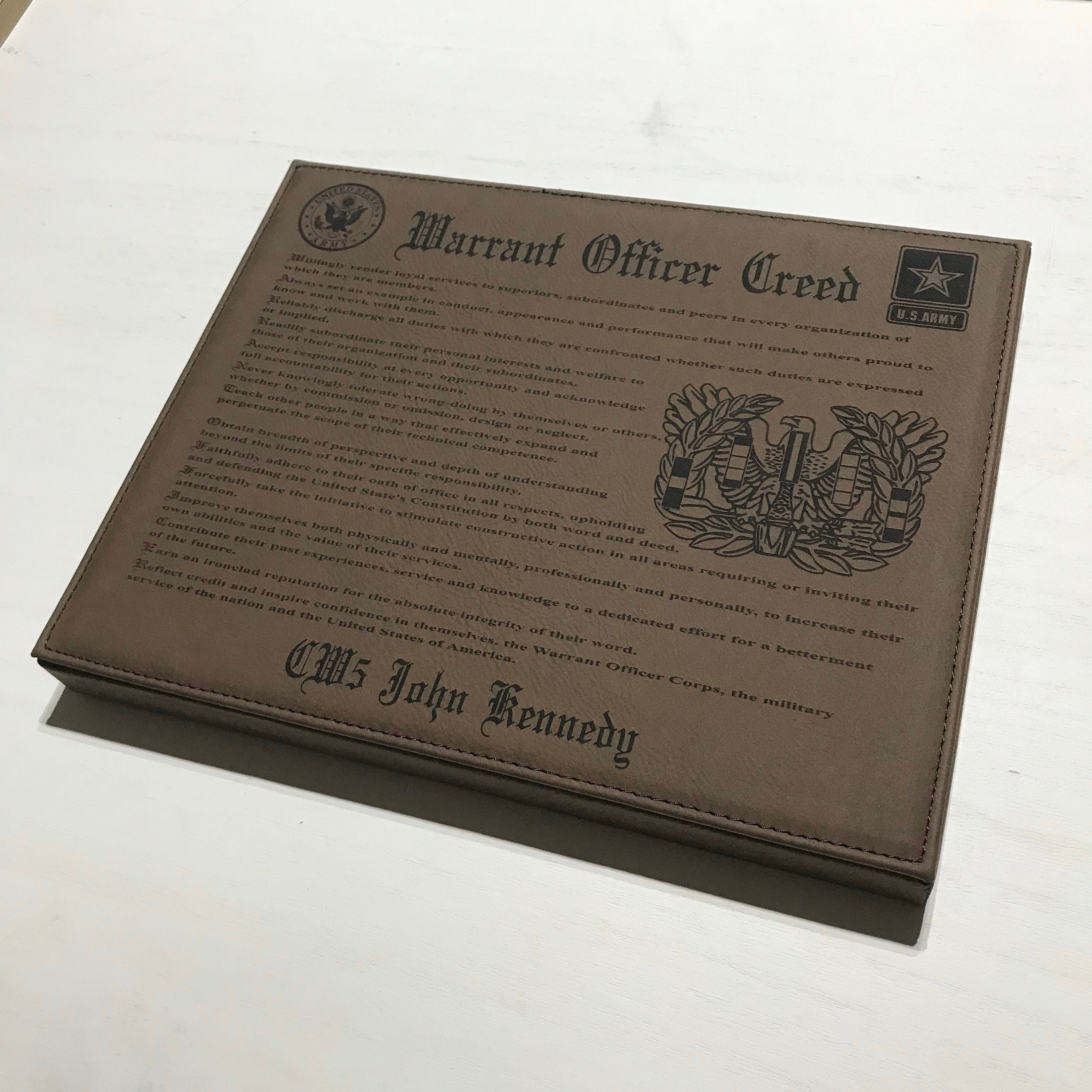 Army Warrant Officer Creed Leatherette or Wood Plaque - Etsy.de