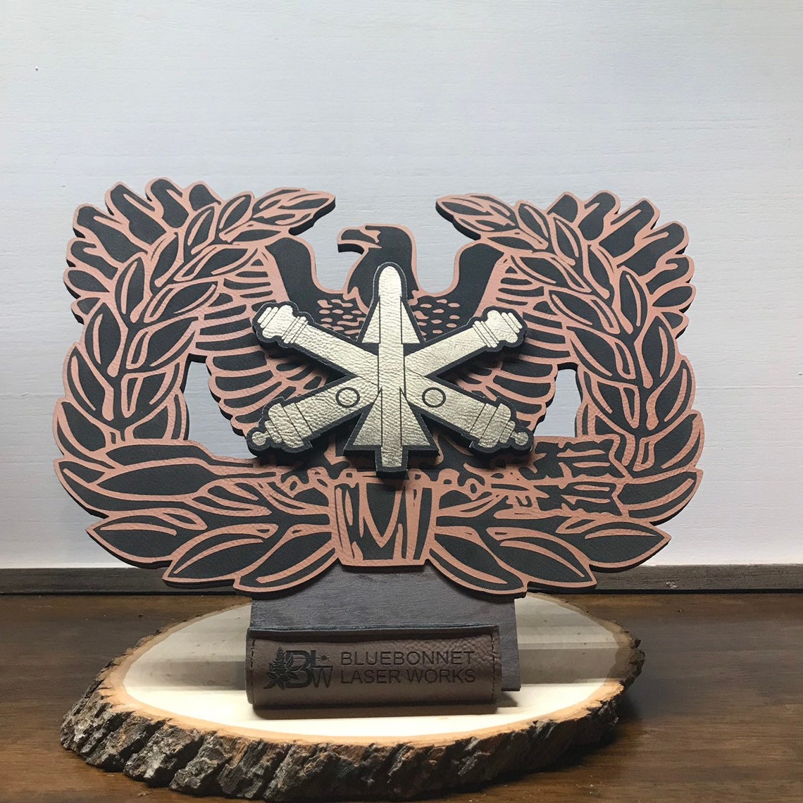 Eagle Rising / Branch Insignia Army Plaque- Birch Wood/leatherette ...