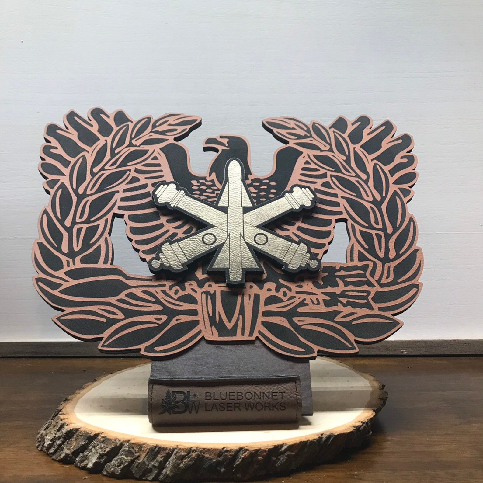 Eagle Rising / Branch Insignia Army Plaque- Birch Wood/leatherette ...
