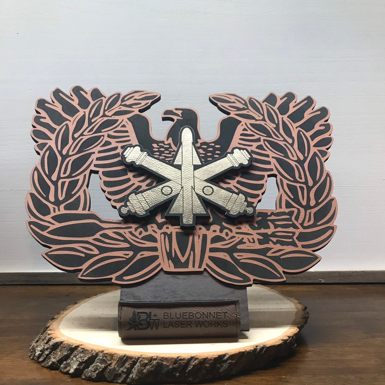 Eagle Rising / Branch Insignia Army Plaque- Birch Wood/leatherette ...