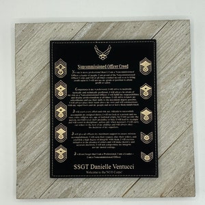 Air Force NCO Creed Leatherette Plaque, Induction, Promotion, Airmen ...