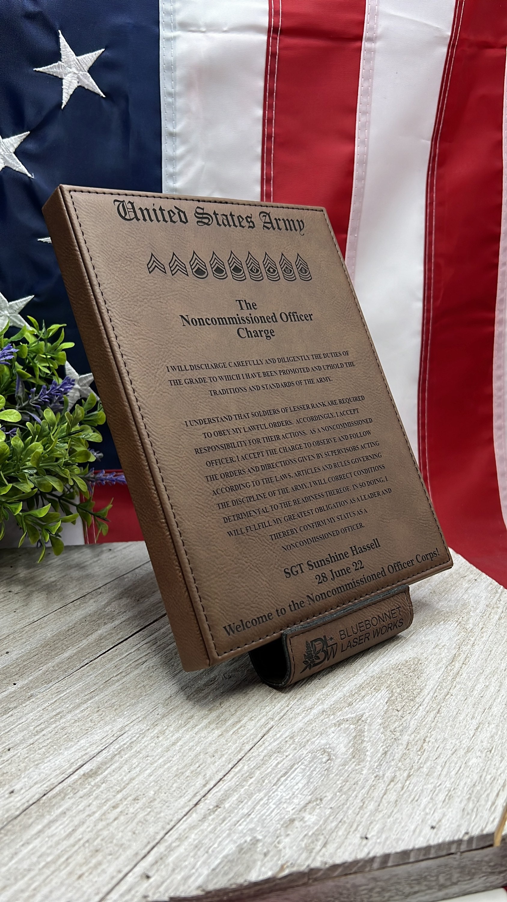 Army NCO Charge Leatherette or Wood Plaque Induction - Etsy