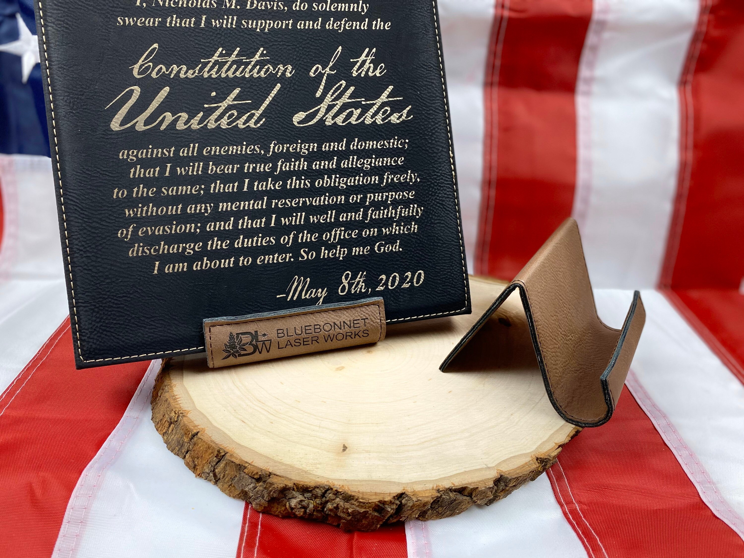 Personalized Leatherette Easel, Custom Laser Engraved Phone Stand ...