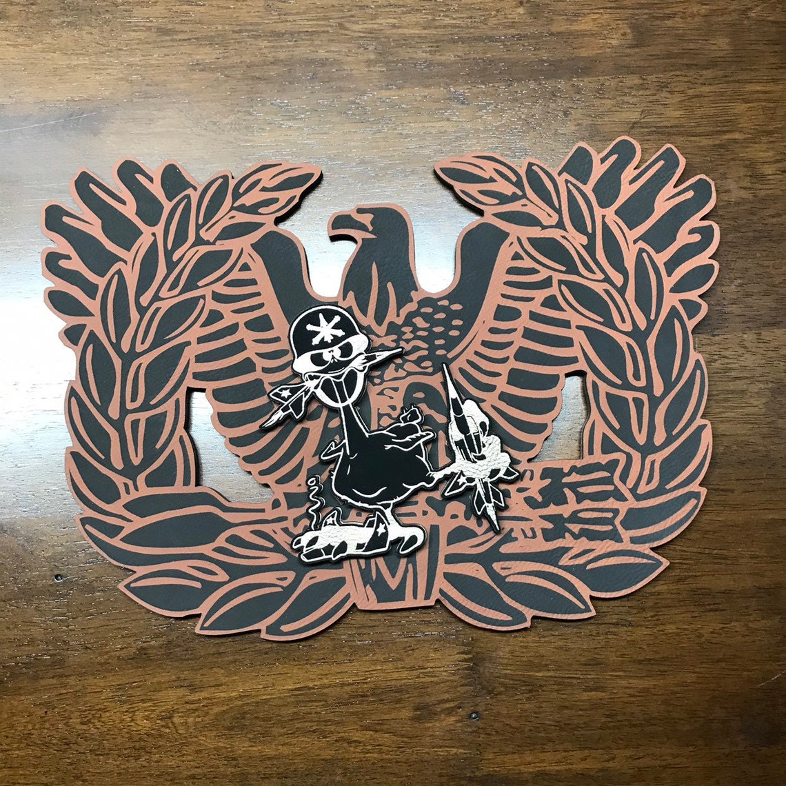 Eagle Rising / Branch Insignia Army Plaque- Birch Wood/leatherette ...