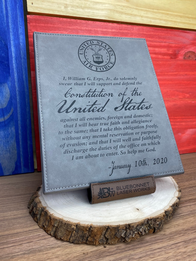 Oath of Commissioned Officers Leatherette or Wood Plaque, Personalized ...