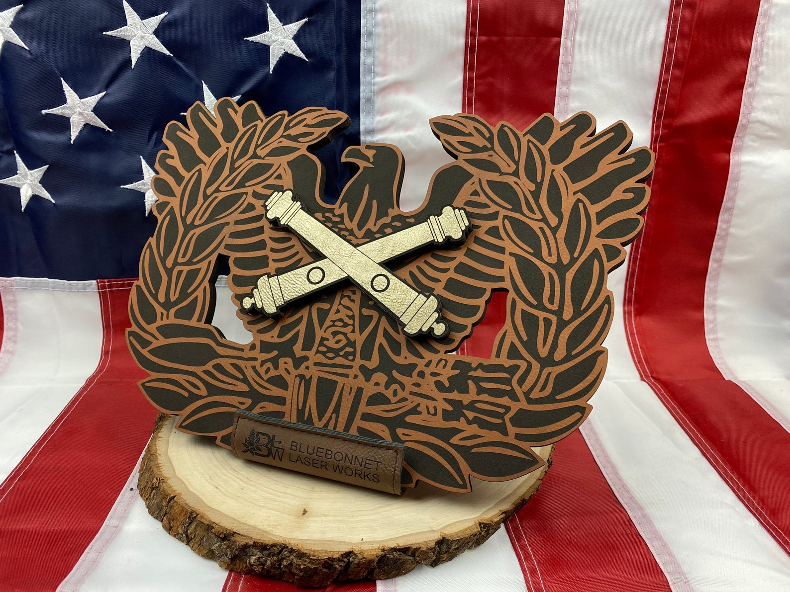 Eagle Rising / Branch Insignia Army Plaque- Birch Wood/leatherette ...