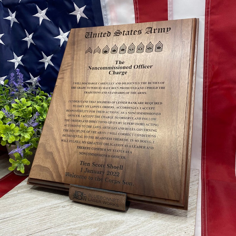 Army NCO Charge Leatherette or Wood Plaque Induction - Etsy