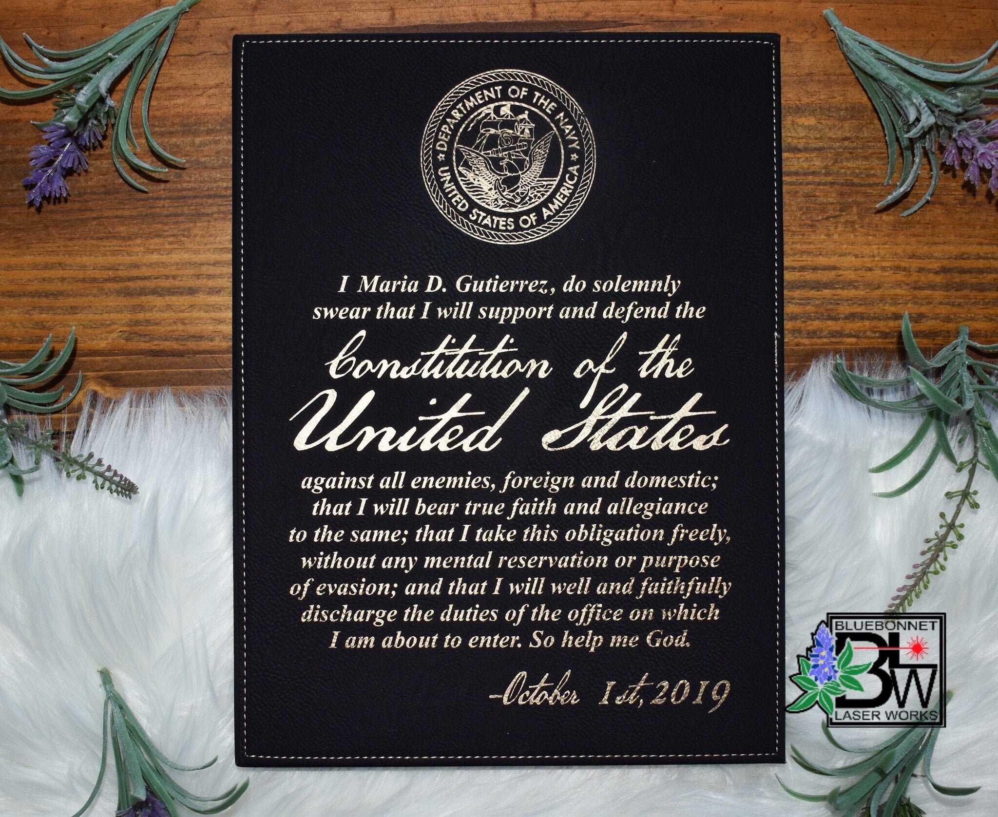 Oath of Commissioned Officers Leatherette or Wood Plaque, Personalized ...