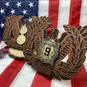 Eagle Rising / Branch Insignia Army Plaque- Birch Wood/leatherette ...