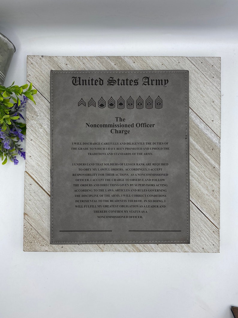 Army NCO Charge Leatherette or Wood Plaque Induction | Etsy