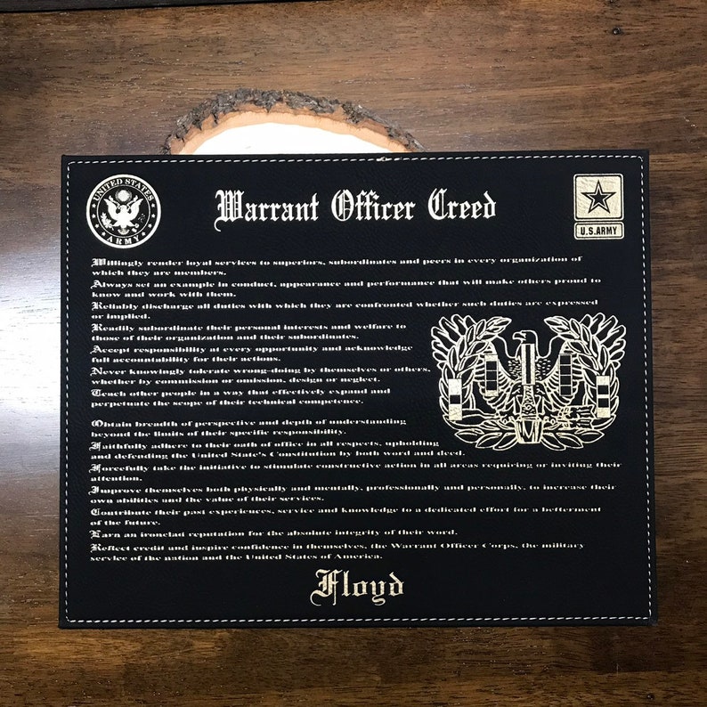 Personalized Army Warrant Officer Creed Plaque, Military Gift - Etsy