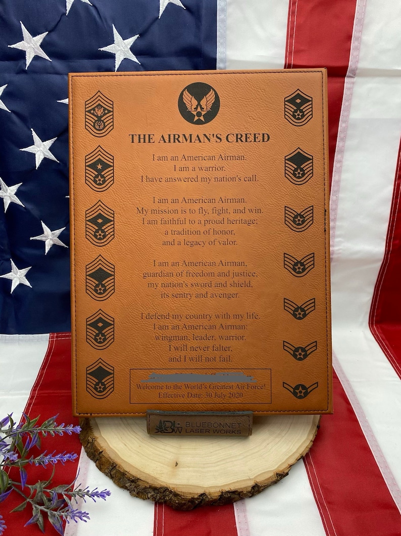 Air Force Airman’s Creed Leatherette: Plaque, Induction, Promotion ...