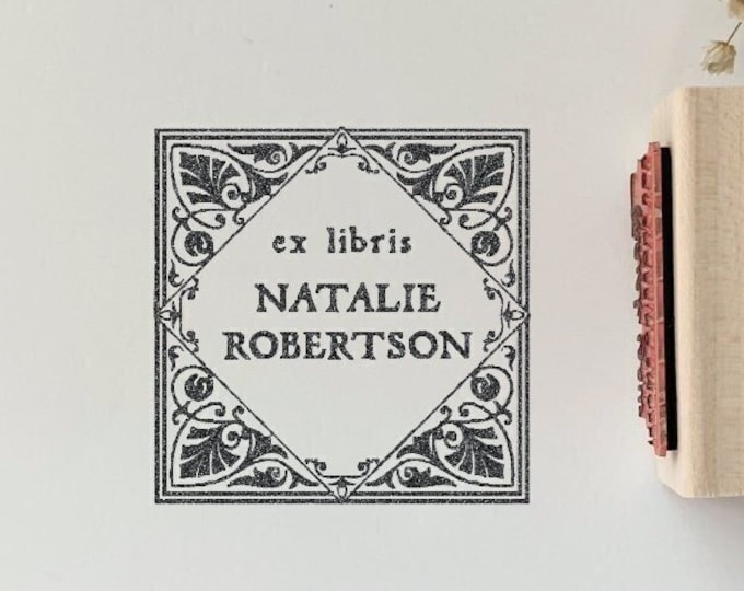 Ex Libris, Romantic Vintage Style Book Stamp, Custom Library Book Stamp ...