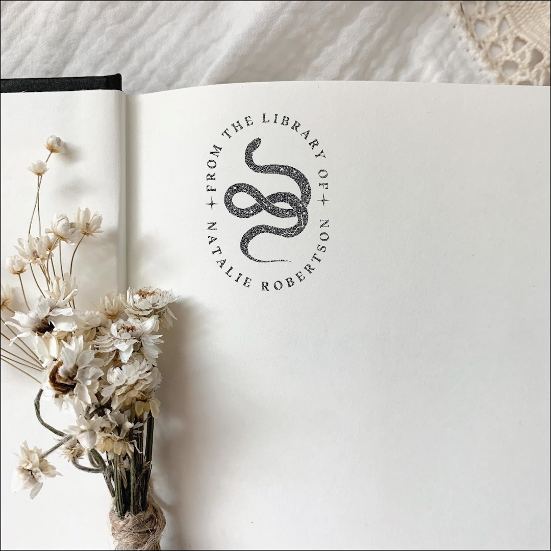 Ex Libris, Snake Book Stamp, Book Custom Library Book Stamp, This Book ...