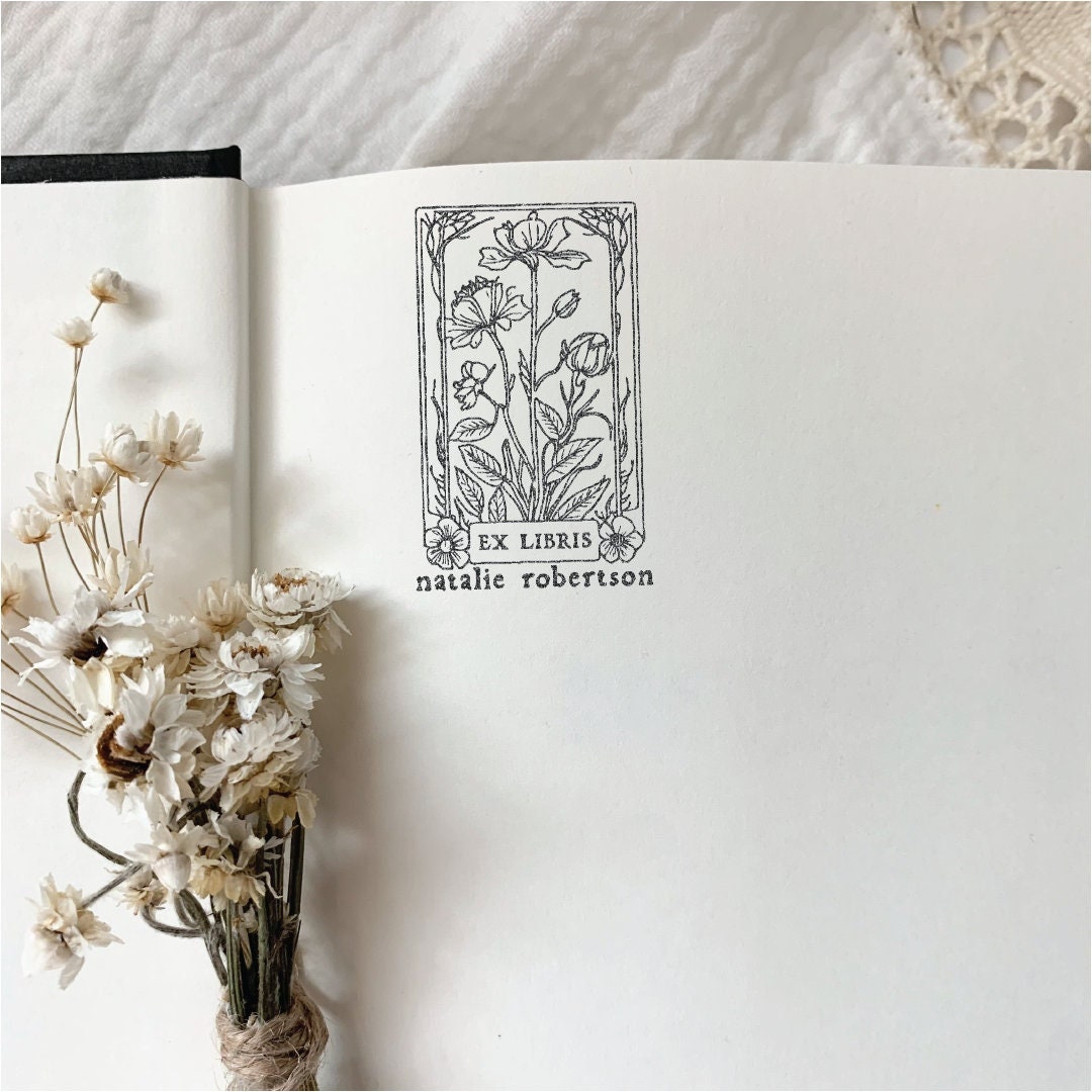 Ex Libris, Vintage Floral Book Stamp, Book Custom Library Book Stamp ...