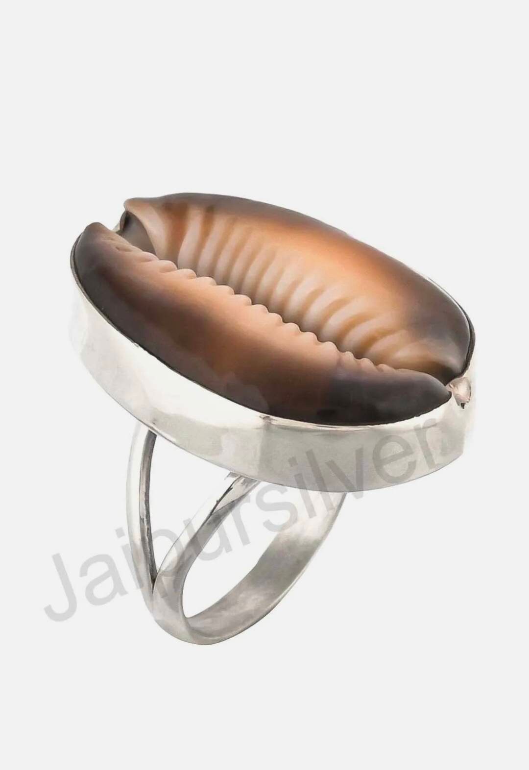 925 Solid Sterling Silver Ring Natural Brown Cowrie Shell - Etsy