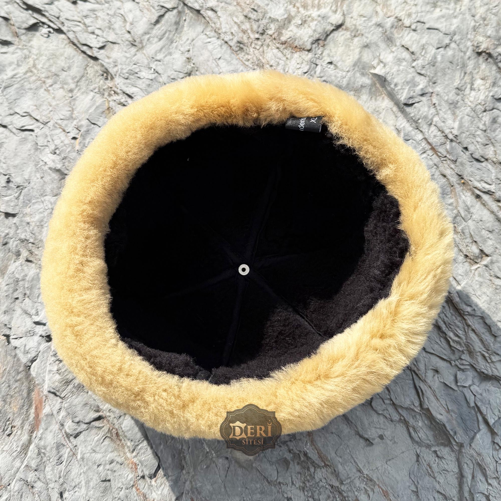 Shearling Sheepskin Leather Winter Hat – Russian Fur Hats Unisex Beanie ...
