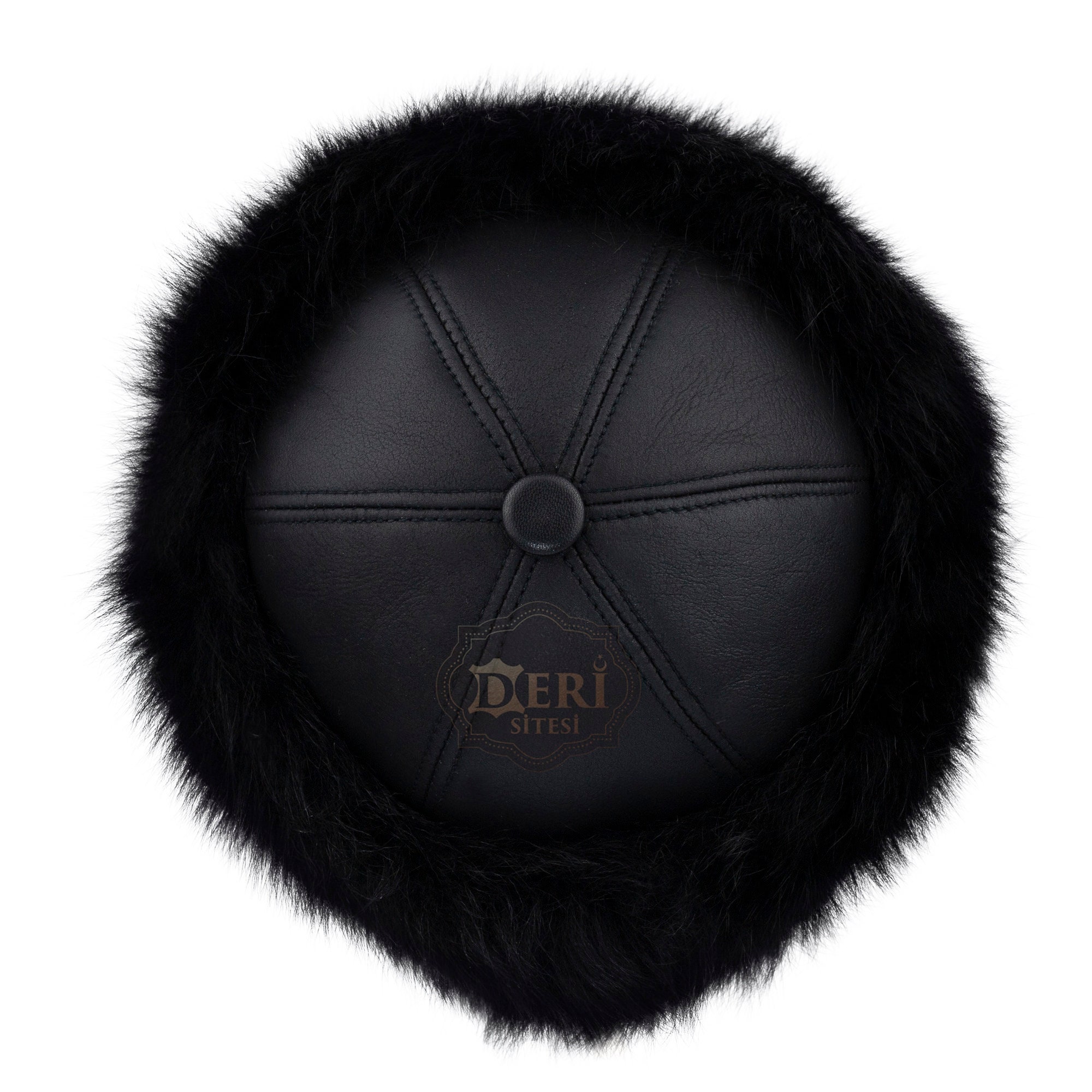 Unisex Shearling Sheepskin Winter Leather Fur Beanie Hat Black - Etsy ...