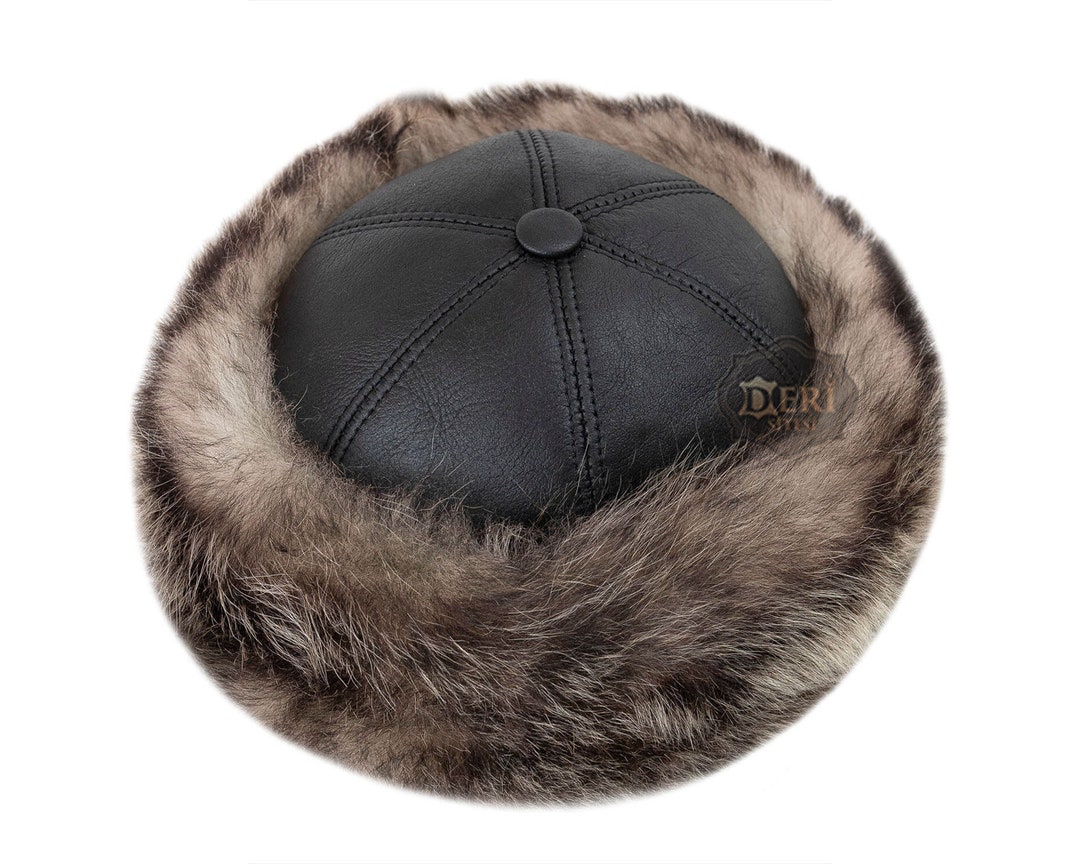 Shearling Sheepskin Leather Hat – Handmade Unisex Winter Fur Cap, Warm ...