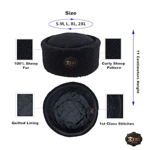 Black Sheepskin Papakha Kalpak – Handmade Caucasus Winter Hat ...