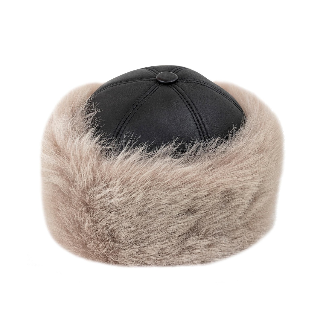 Bonnet d'hiver en fourrure d'agneau - Bonnet en cuir unisexe fait main ...