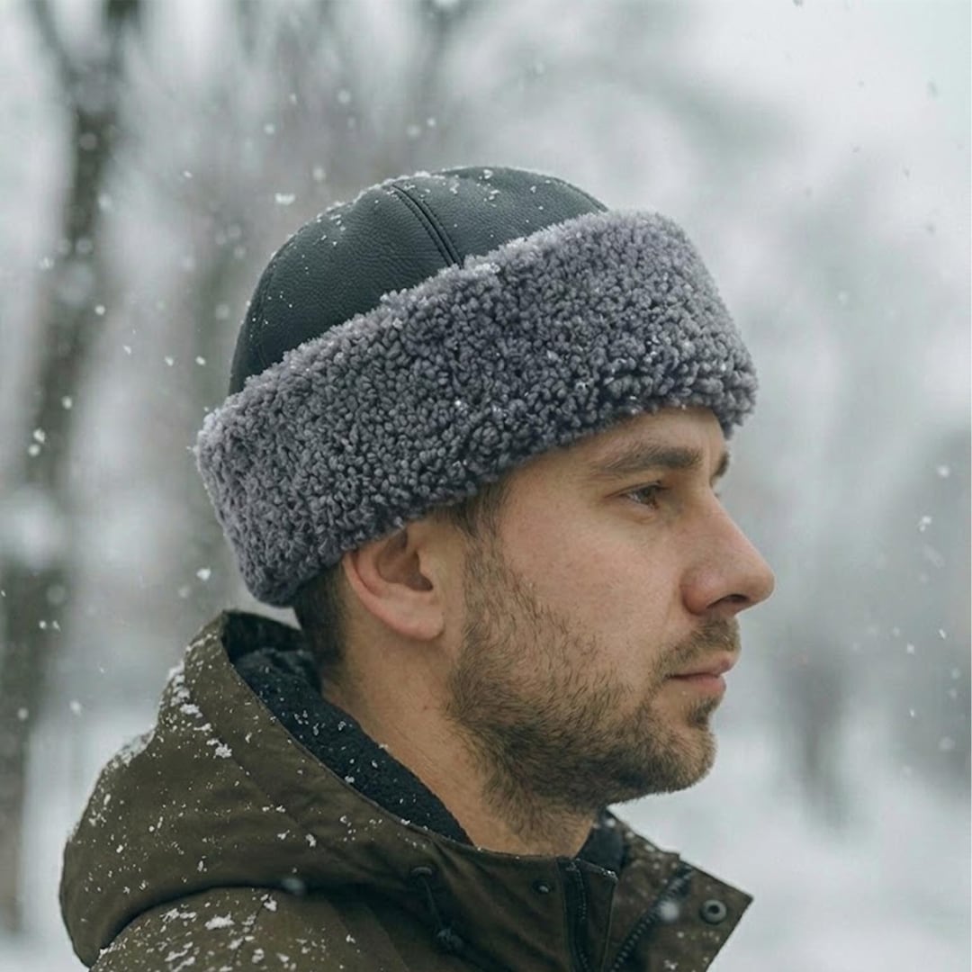 Sheepskin Hat, Turkish Kalpak Winter Fur Hats, Grey Handmade Warm ...