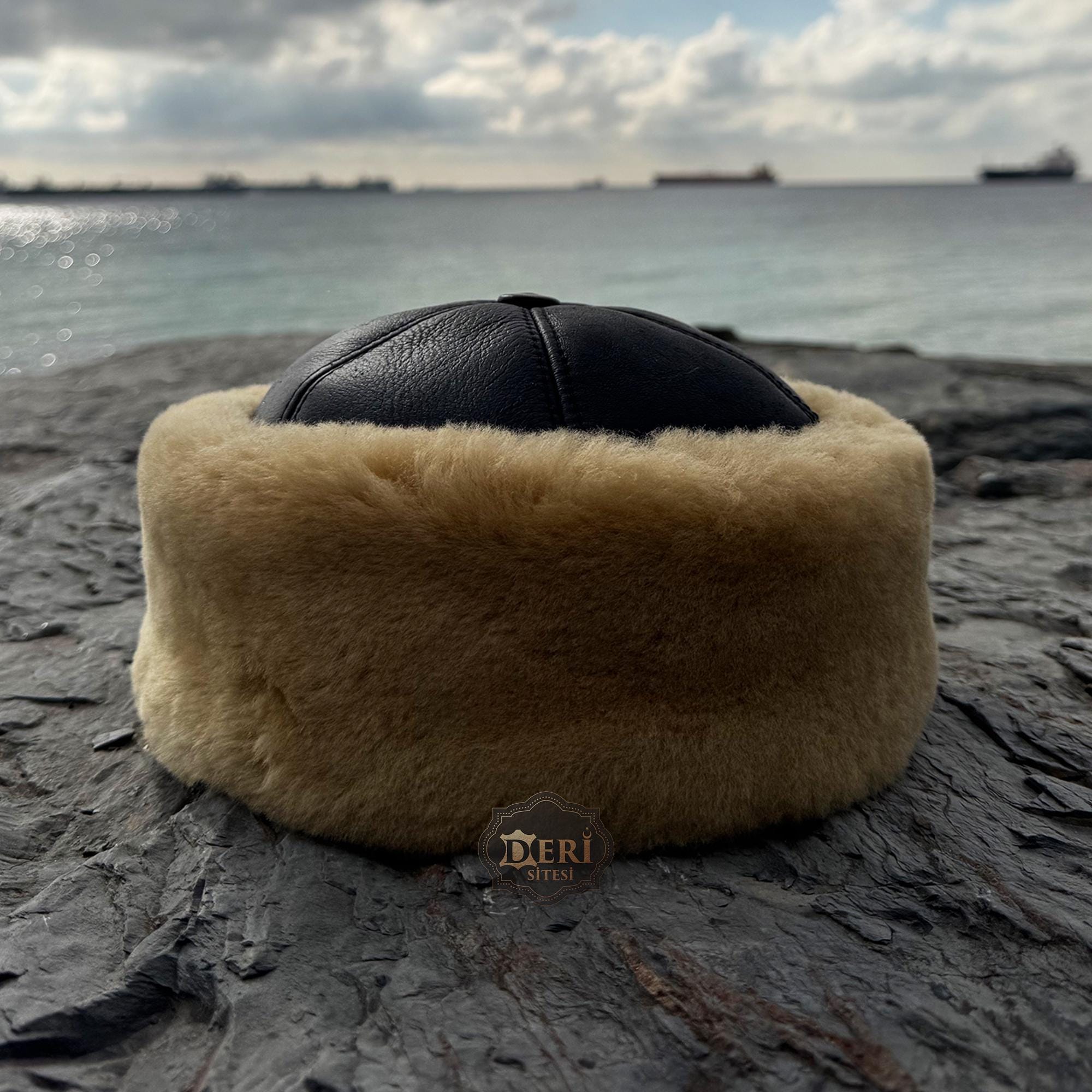 Shearling Sheepskin Leather Winter Hat – Russian Fur Hats Unisex Beanie ...