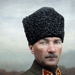 Atatürk Kalpak Hat – Black Sheepskin Handmade Turkish Leather Hats ...