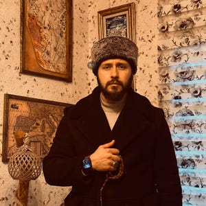 Grey and Dark Brown Sheepskin Caucasus Hat - Turkish Kalpak Papakha ...