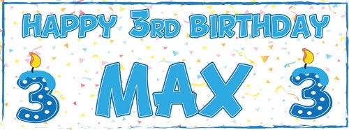 2 Personalised 3rd Birthday Banners - Available in a Choice of Colours ...