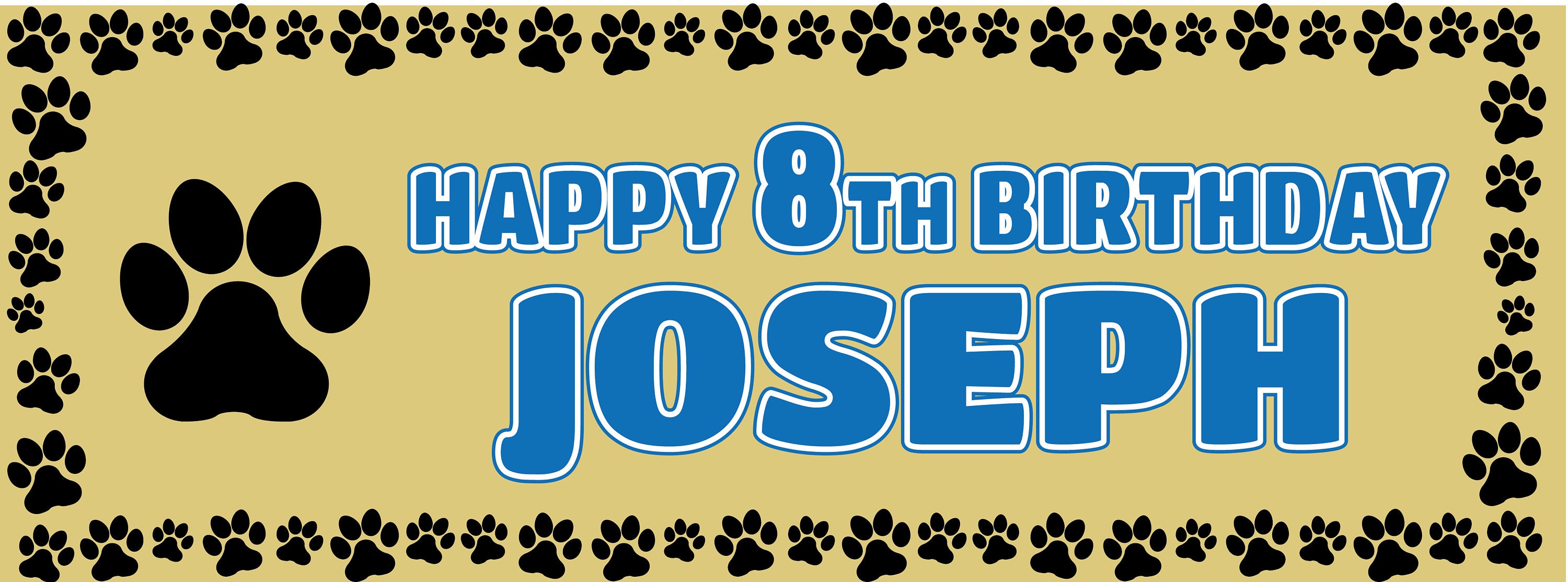 2 Personalised Paw Print Birthday Banners Any NAME and AGE - Etsy UK