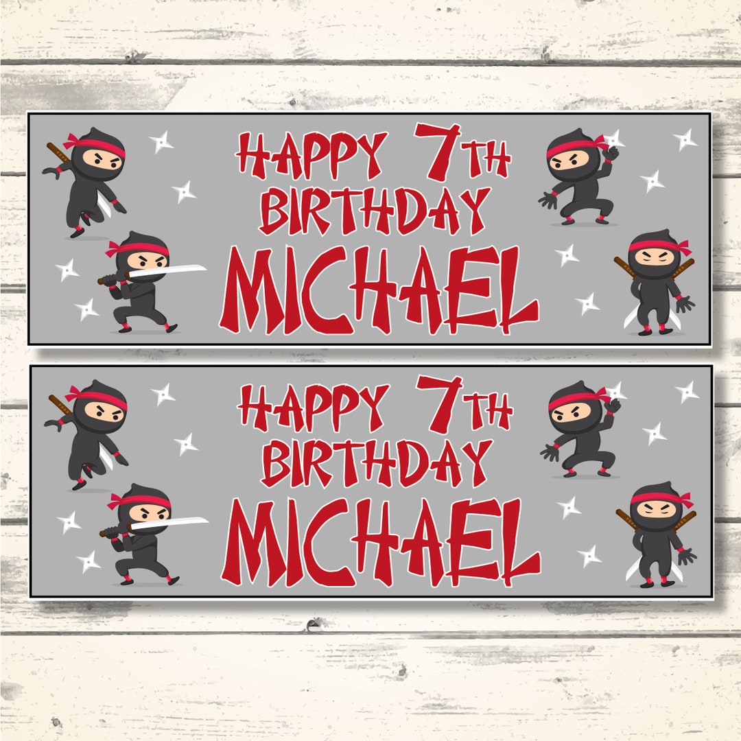 2 Personalised Black Ninja Birthday Banners Any NAME and Any - Etsy.de