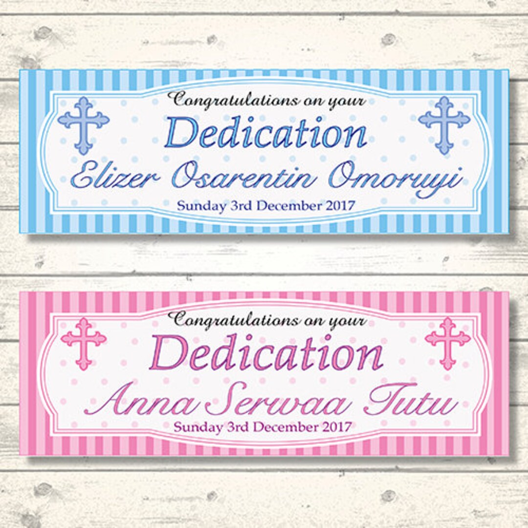 2 Personalised Dedication Banners - Any Name and Date - Available in ...
