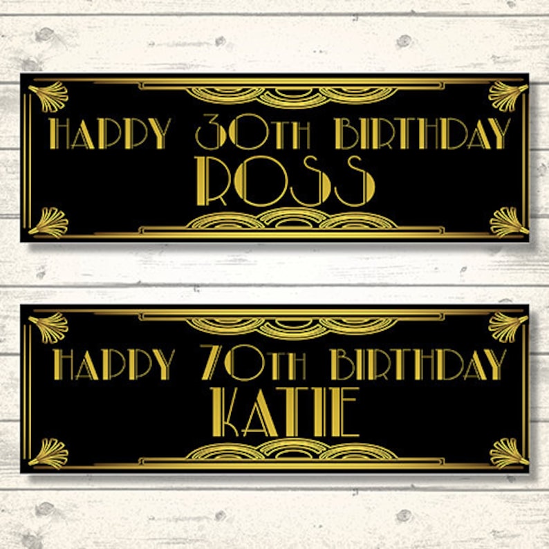 2 Personalised Gatsby Banners Any Name Any Age - Etsy UK