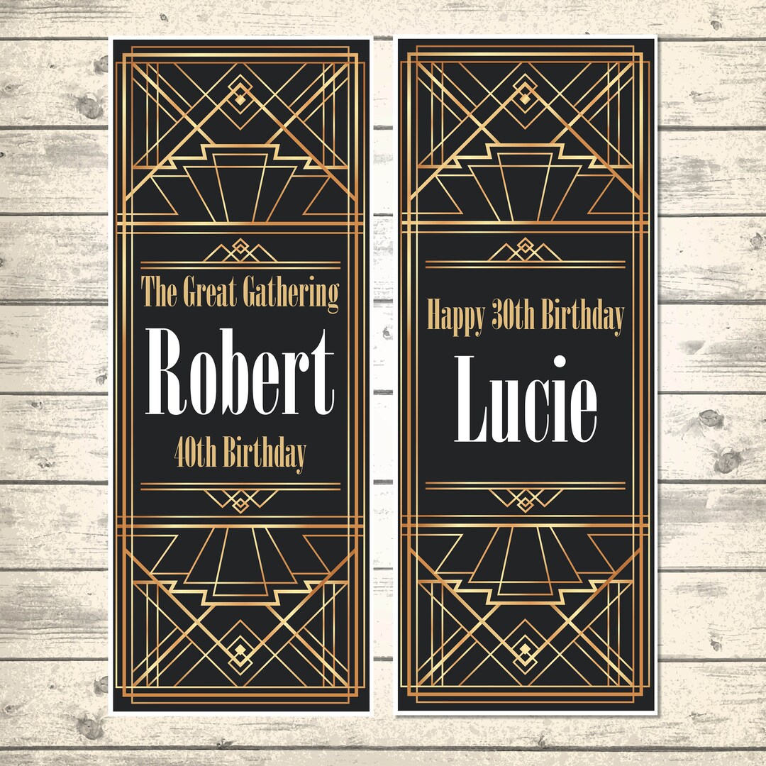 2 Personalised Portrait Gatsby Banners Design 4 Any Name Any Age - Etsy