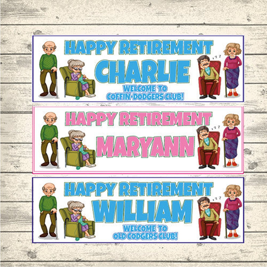 2 Personalised Retirement Banners Any Name Any Message - Etsy