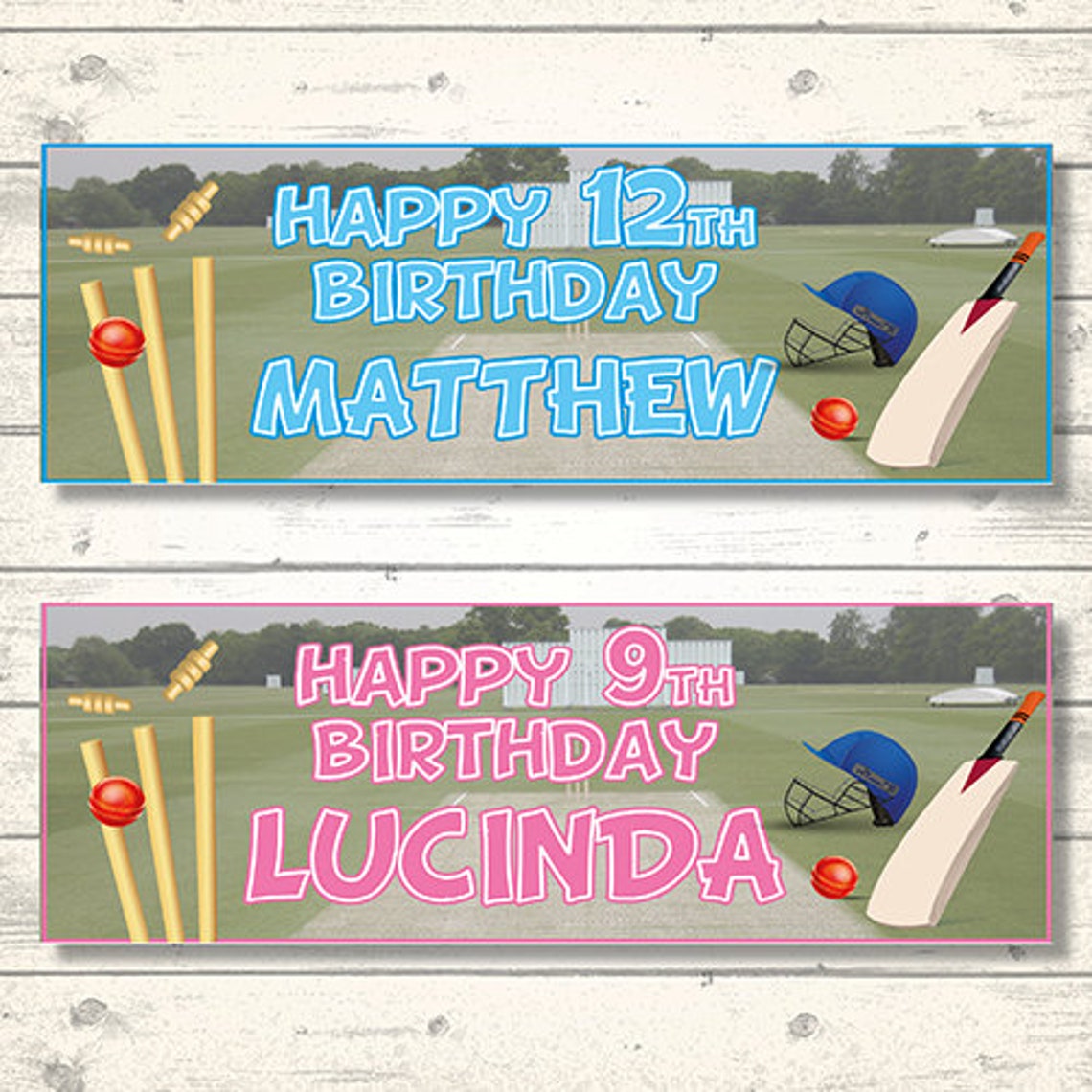 2 Personalised Cricket Birthday Banners - Any NAME and AGE - Etsy UK