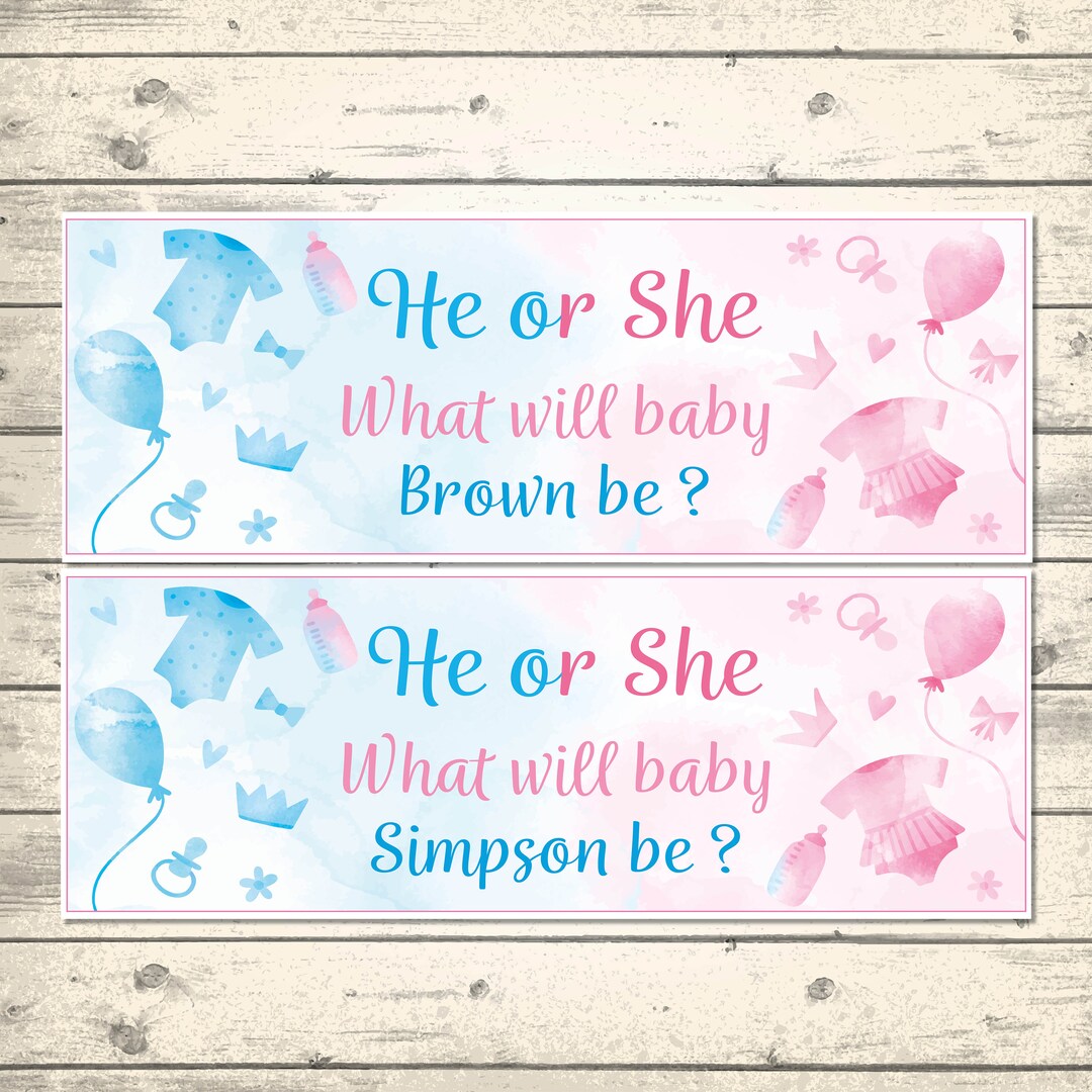 2 Personalised Baby Reveal Banners - Any NAME Pale Pink&blue - Etsy UK