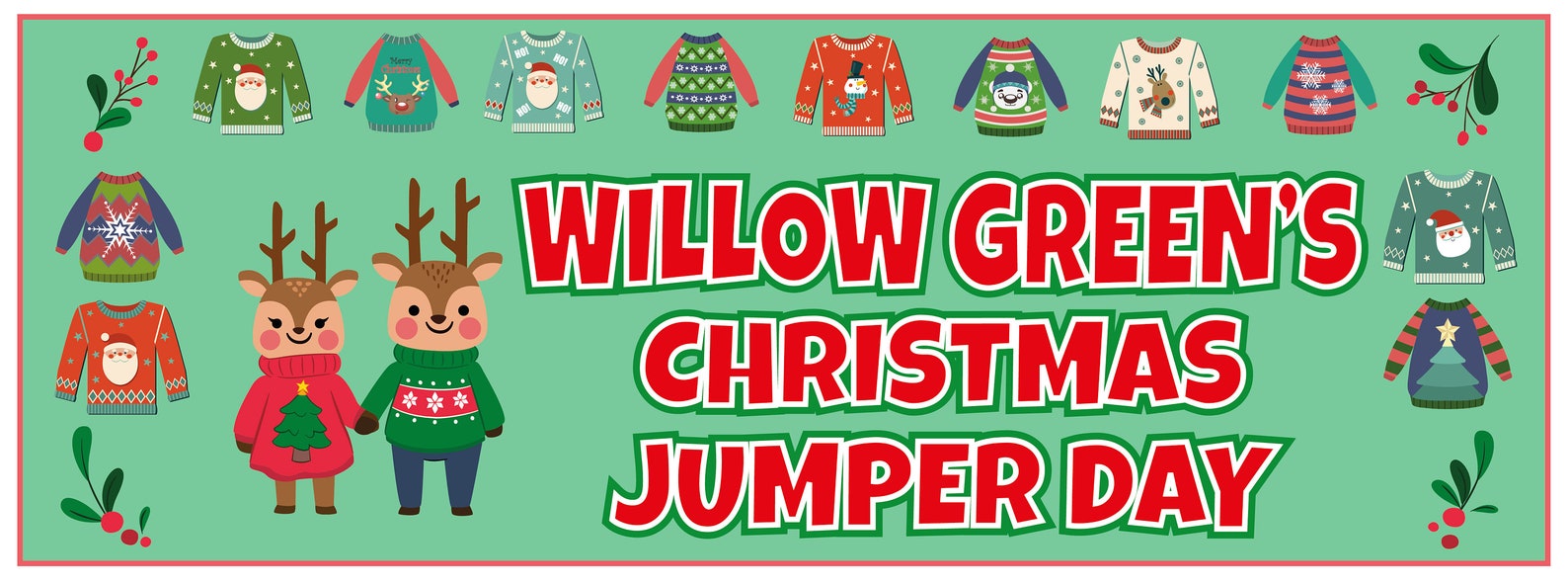 2 Personalised Christmas Jumper Day Banners -any MESSAGE - Etsy